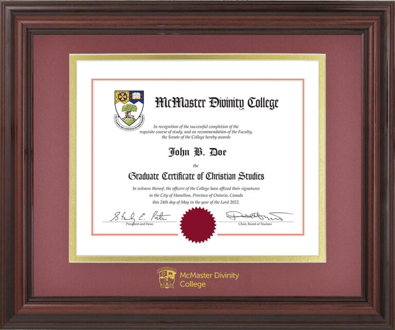 Degree Frames - McMaster Divinity College